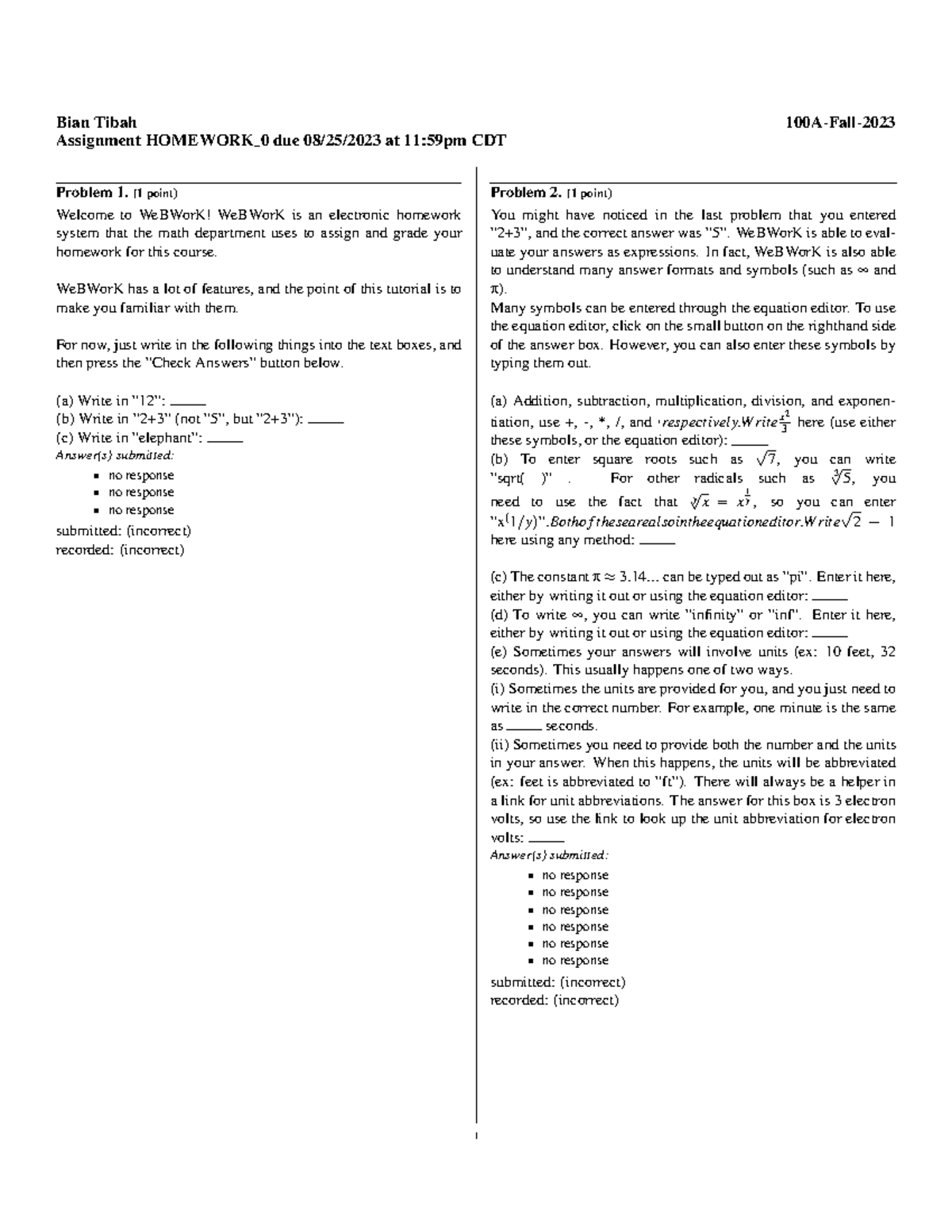100A-Fall-2023 - An Overview of WeBWorK Homework System - Studocu