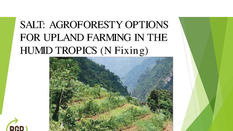 SALT Agroforestry Options for Upland Farming in Humid Tropics - Studocu