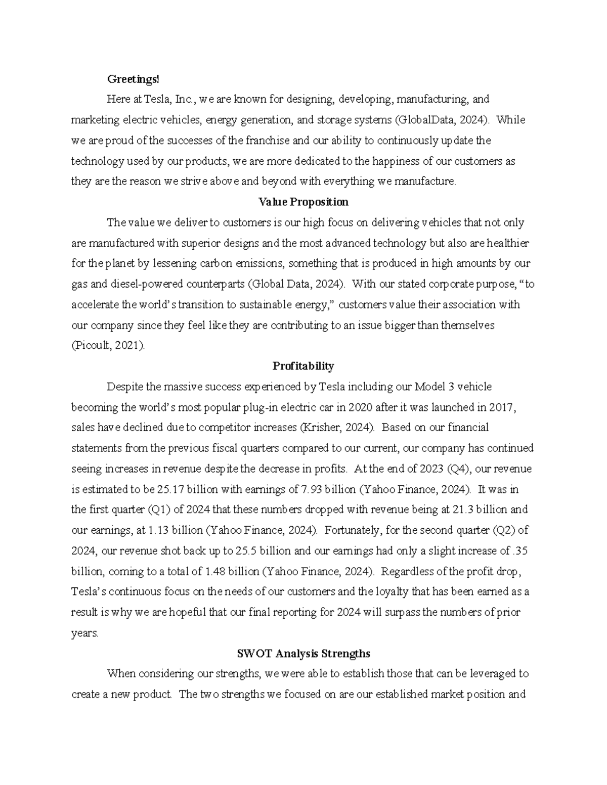 BUS 400 Blog: Insights and Analysis from Module 1 on Tesla, Inc. - Studocu