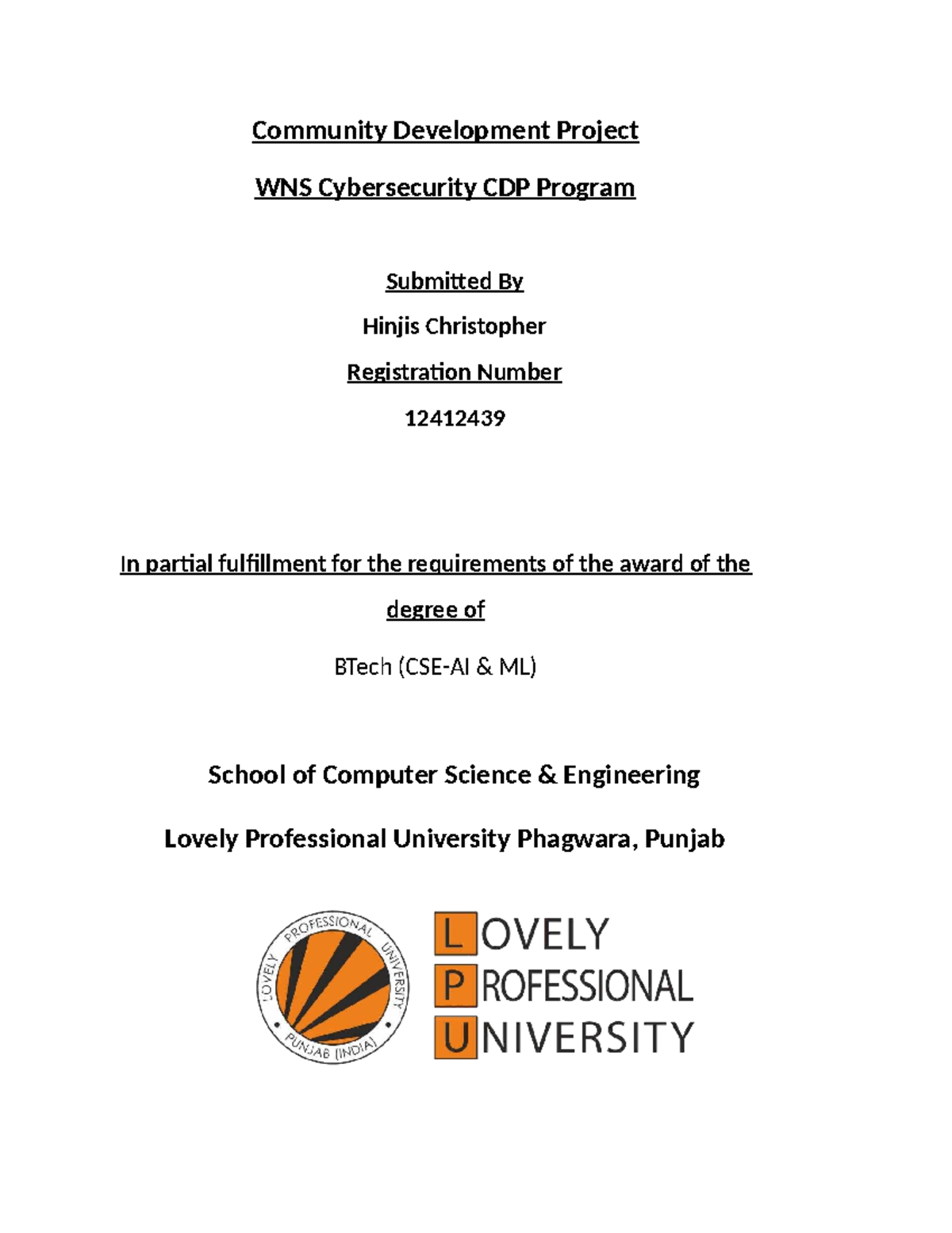 Community Development Project Report: Cybersecurity Awareness CDP WNS ...