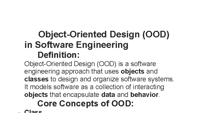 Software Design Approaches (OOD) in Software Engineering - Studocu