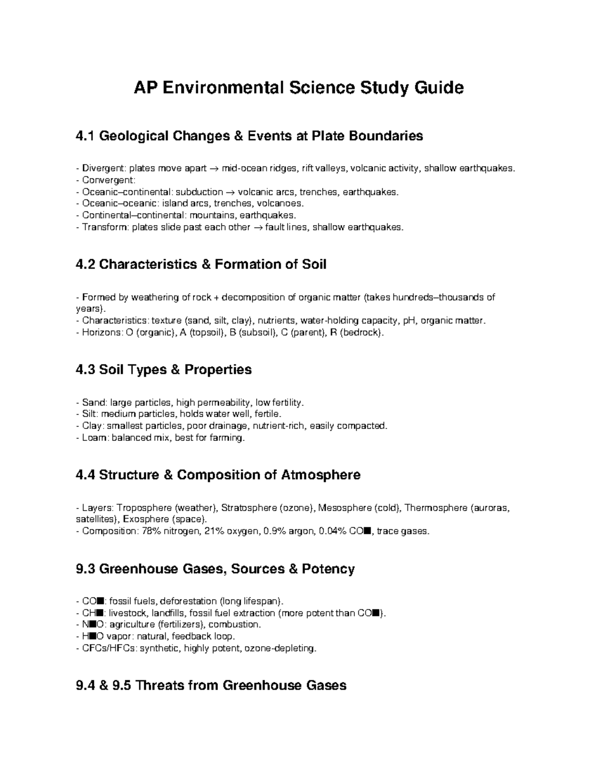 AP Environmental Science Study Guide: Geological Changes & Climate ...