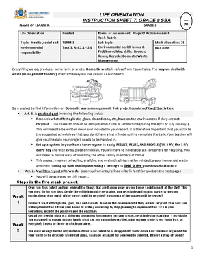 Gr. 8 SBA in Careers - Assignment - LIFE ORIENTATION INSTRUCTION SHEET ...