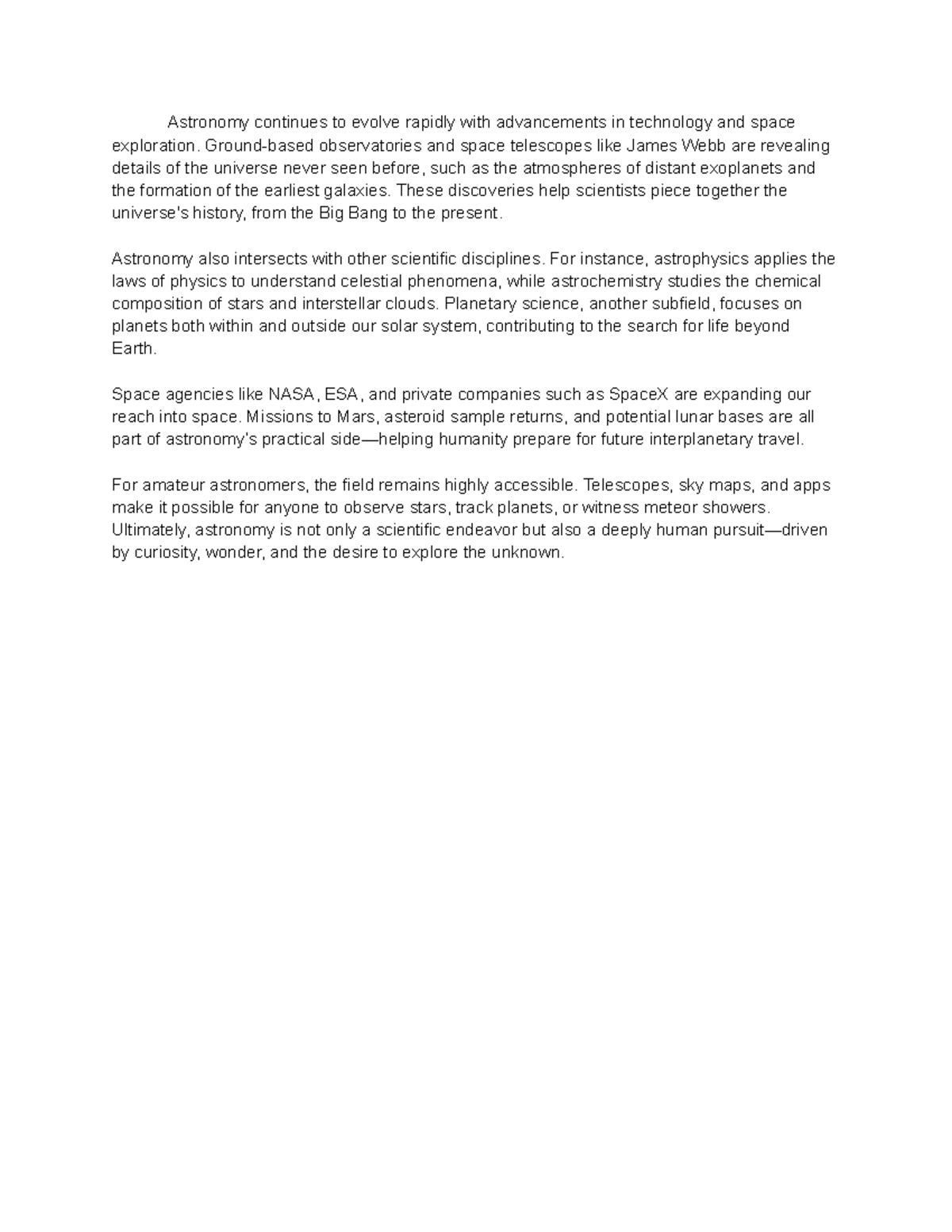 Phys1160 Lecture Notes: Advancements in Astronomy and Space Exploration ...