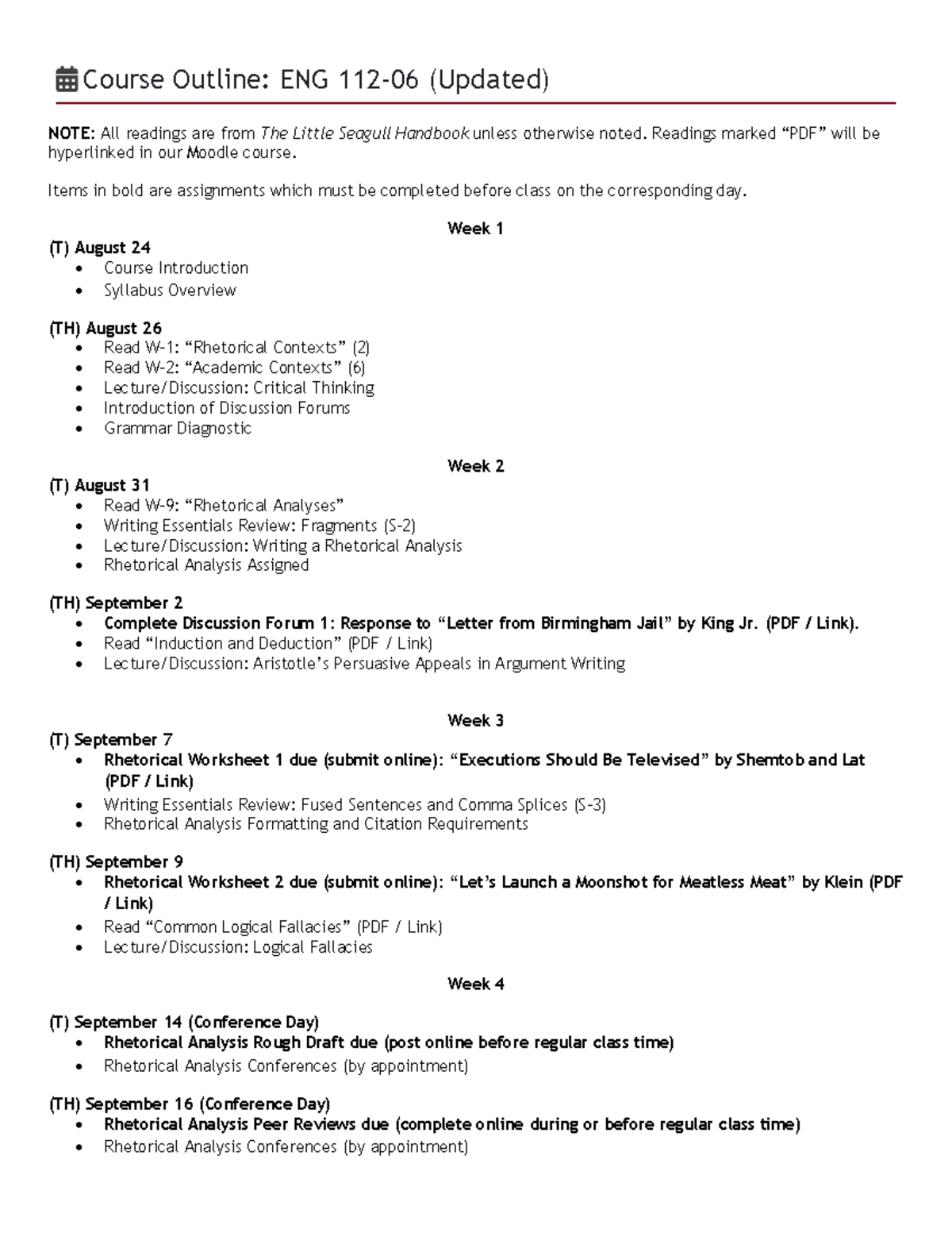ENG 112-06 Course Outline - Fall 2021 (Updated Version) - Studocu