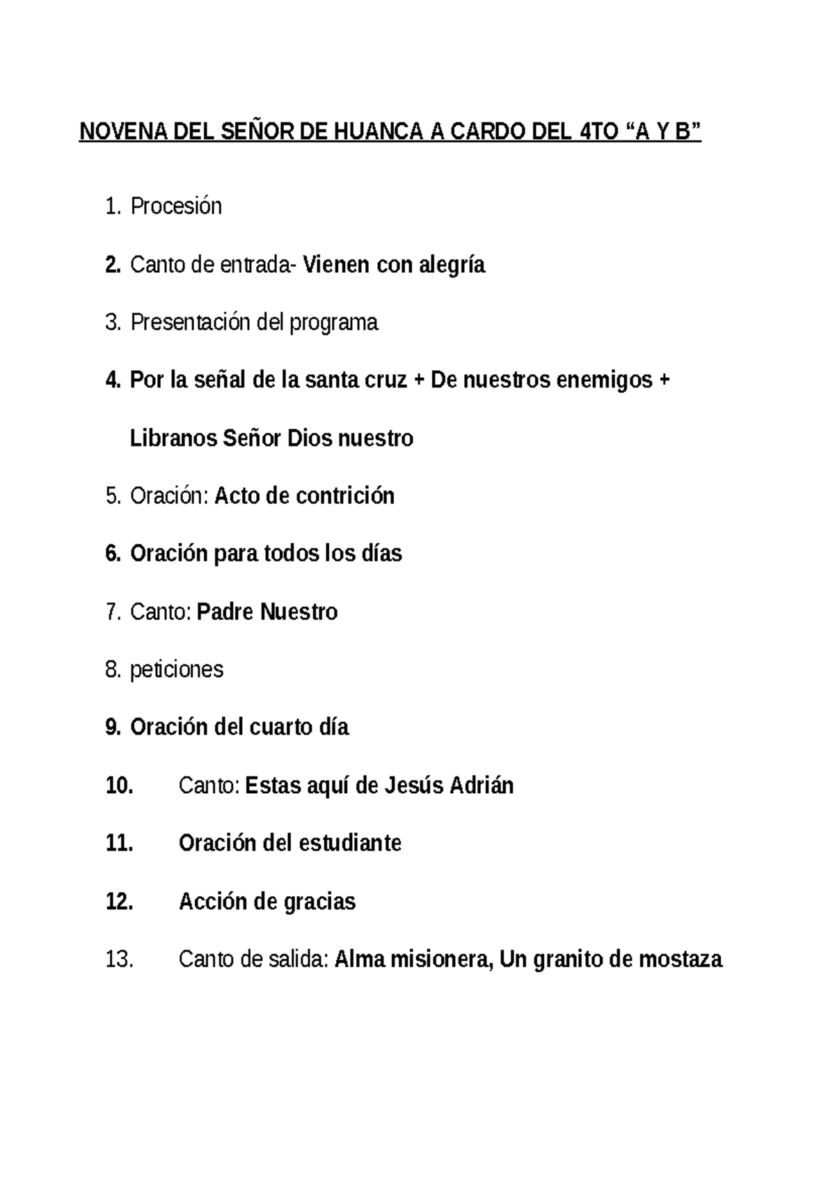 Novena DEL Señor DE Huanca A Cardo DEL Cuarto - NOVENA DEL SEÑOR DE ...