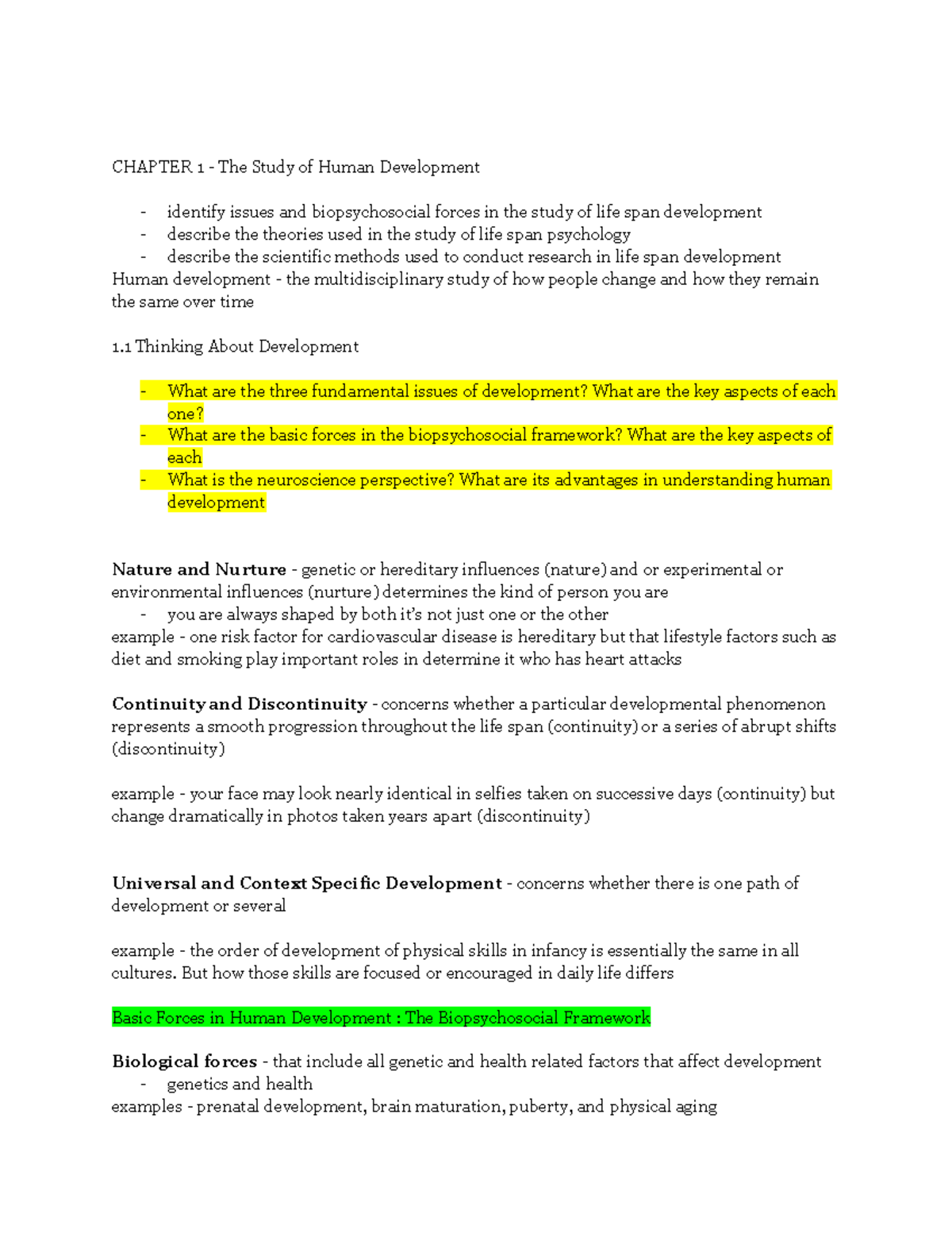 Lifespan Development: Theories & Biopsychosocial Forces (CHAPTER 1) - Studocu