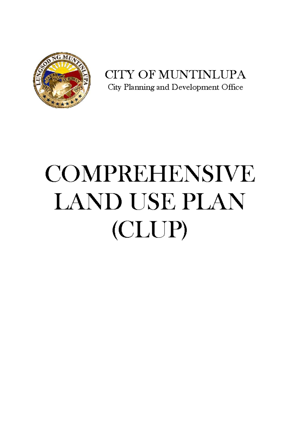 MUNTINLUPA CLUP: Comprehensive Land Use Plan Overview and Strategies ...