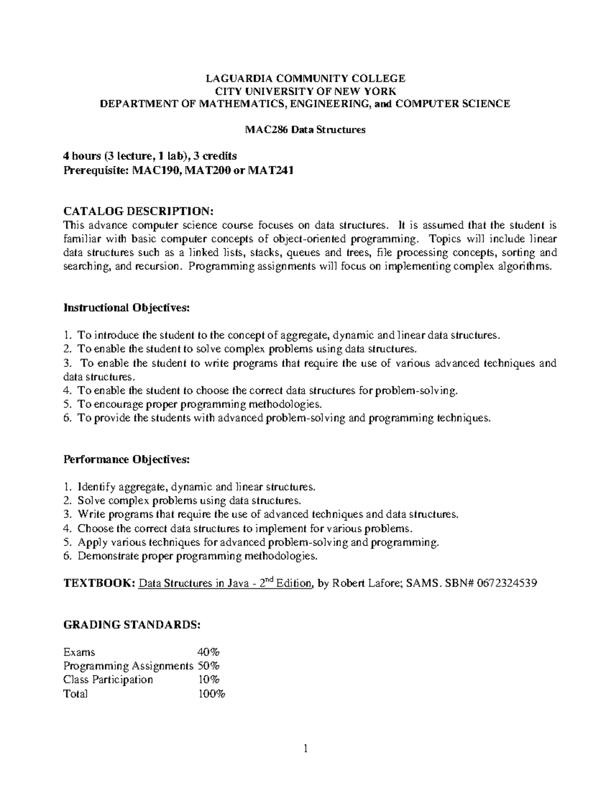 MAC286 Data Structures Syllabus - Comprehensive Course Materials - Studocu