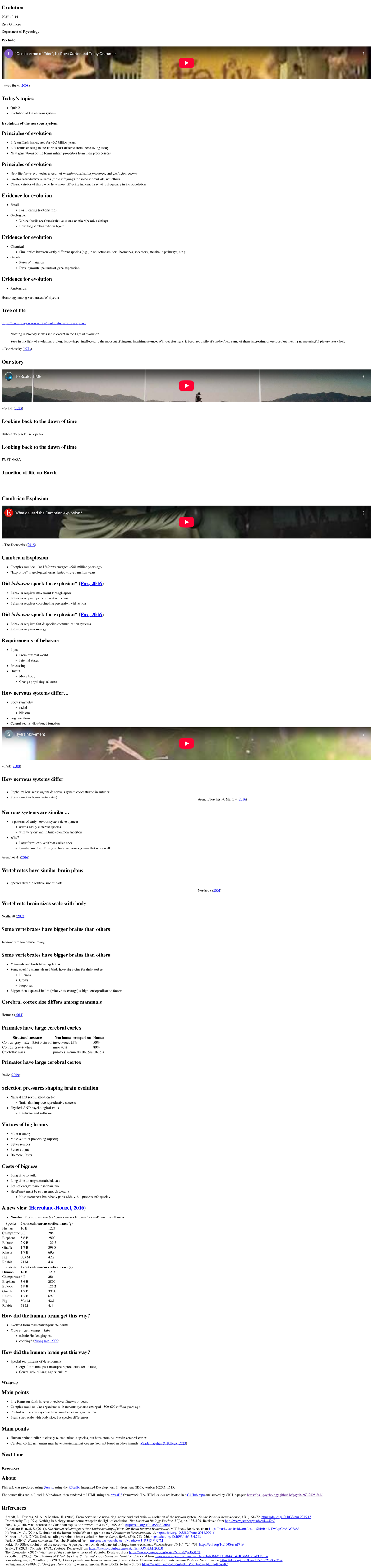 PSYCH 260.001 – Evolution of the Nervous System: Quiz 2 Insights - Studocu