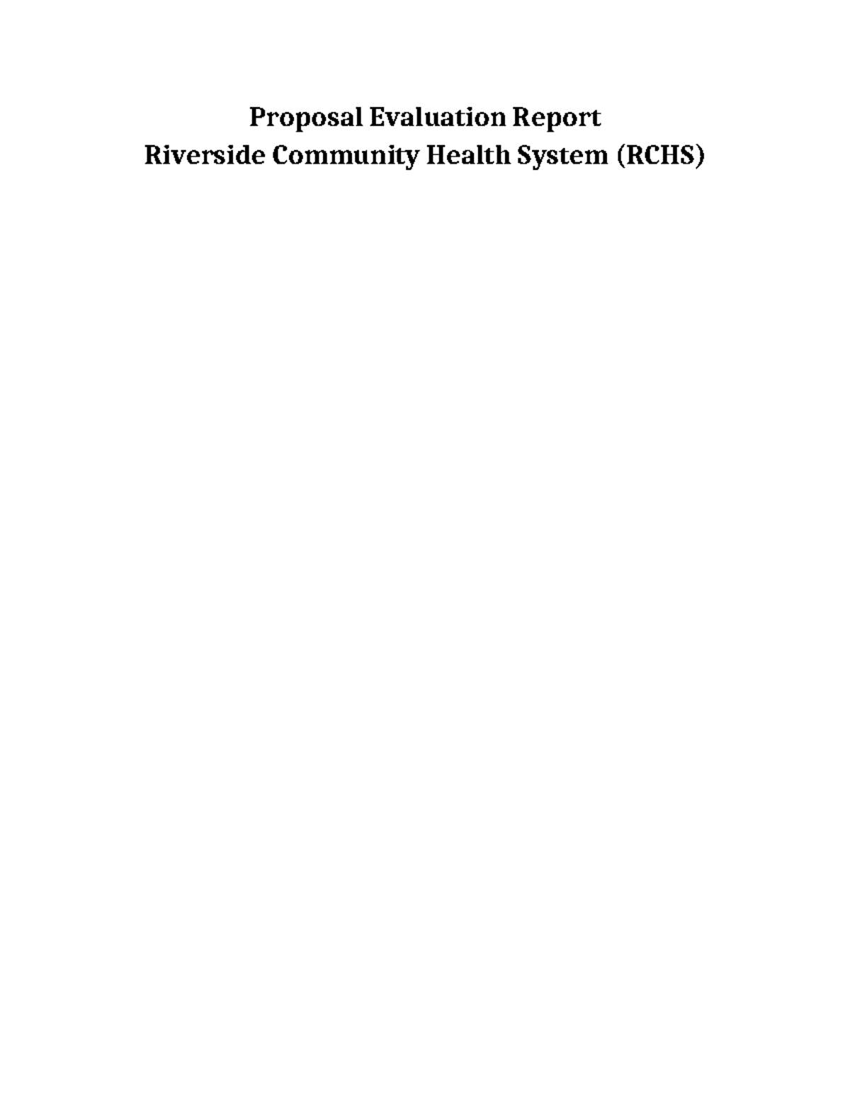 RCHS Proposal Evaluation Report: EHR vs Staffing Analytics - Studocu