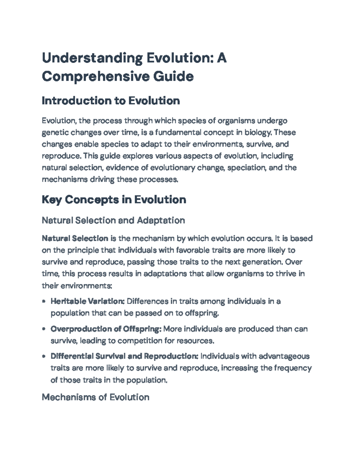 BIO101 Comprehensive Guide to Evolution: Concepts & Mechanisms - Studocu