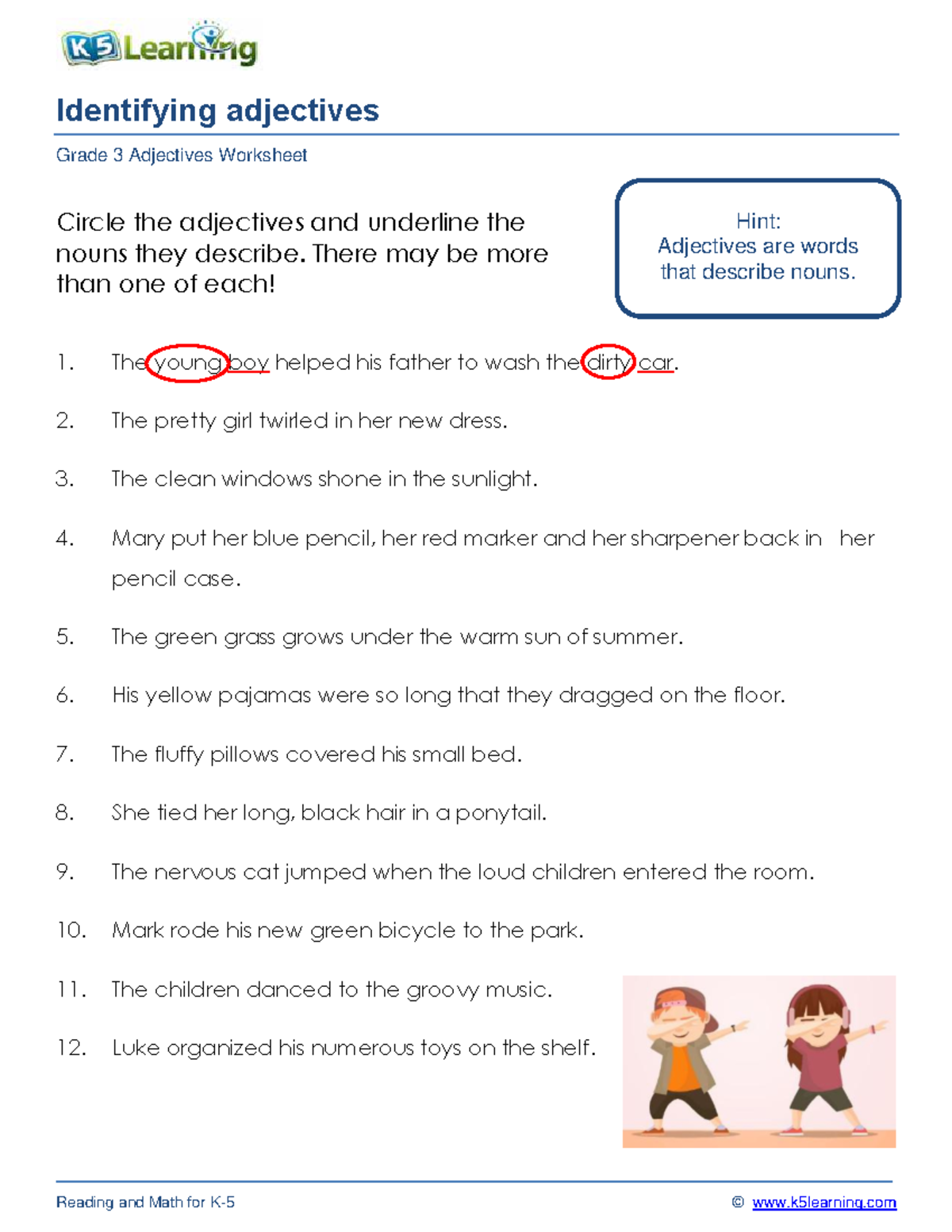 Grade 3 Adjectives Worksheet: Identifying Adjectives and Nouns - Studocu