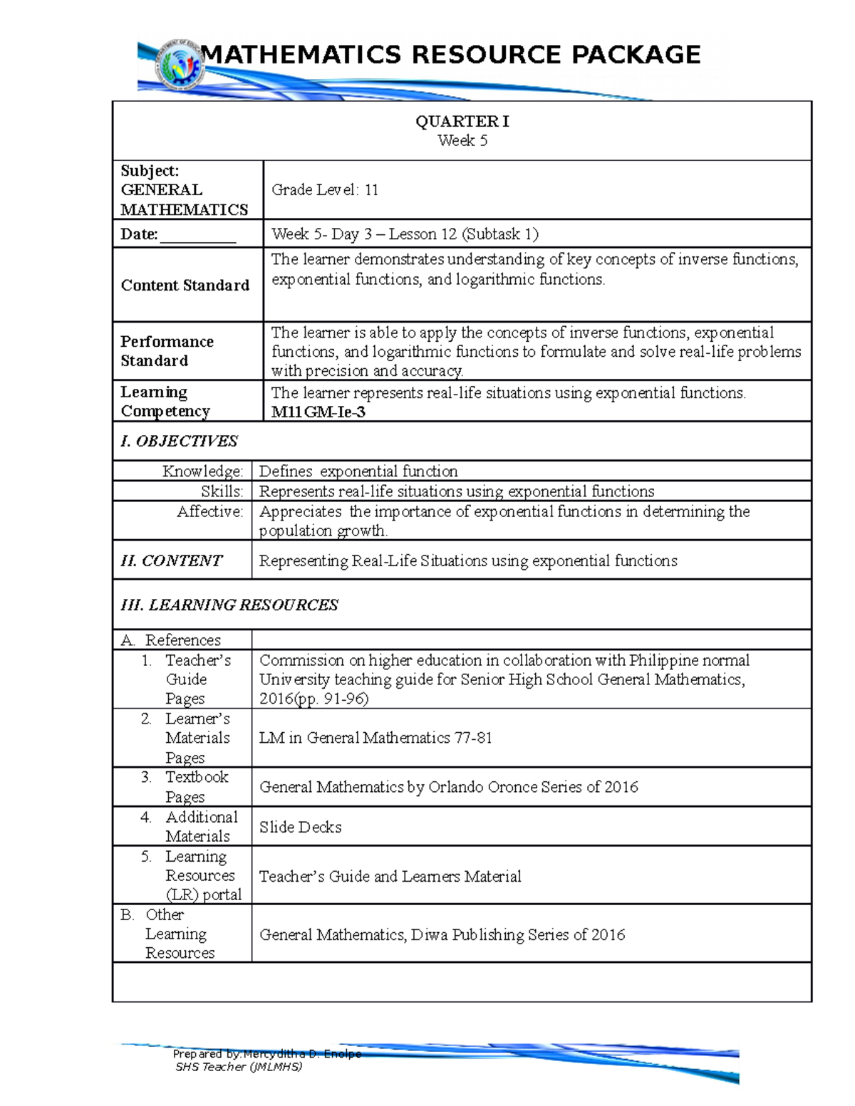 Week 5 Day 3: Lesson 12 - Inverse & Exponential Functions - Studocu
