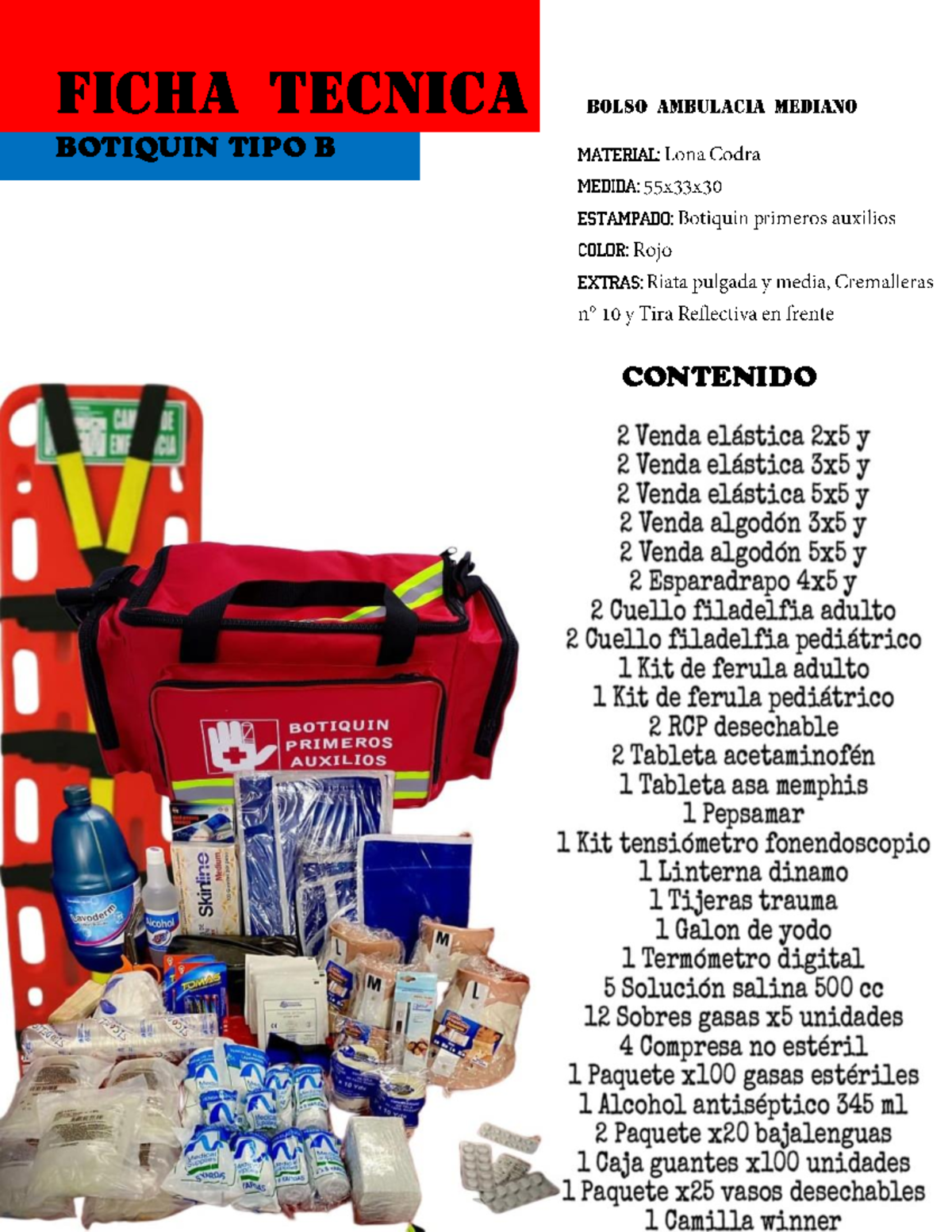 Ficha Técnica Botiquín Tipo B: Contenido y Especificaciones - Studocu