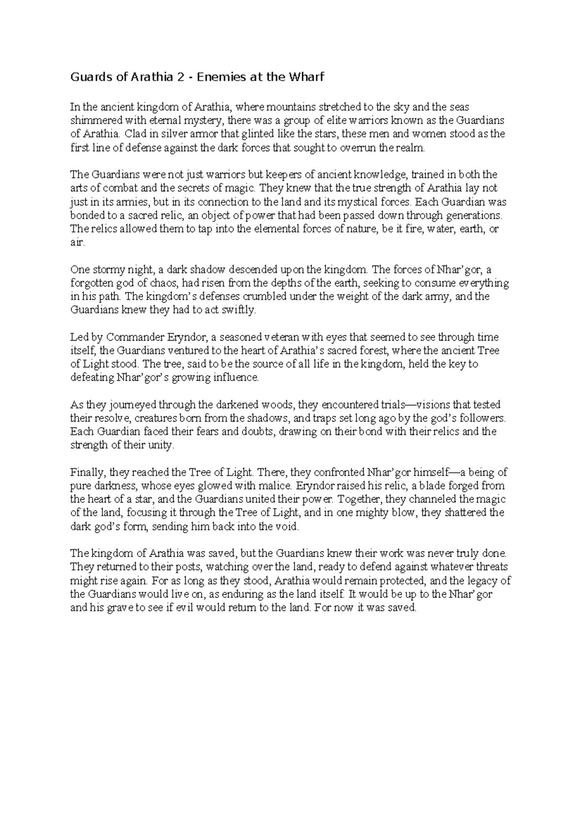 Guards of Arathia 3: The Battle at the Tree of Light - Studocu