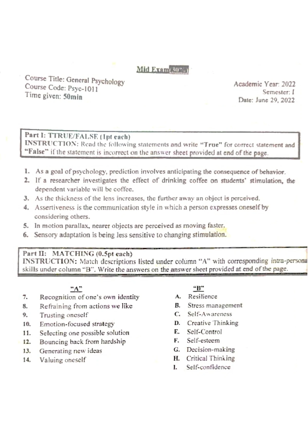 Psychology - Unit 2: Sensation and Perception Overview - Studocu