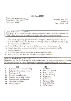 General Psychology - Psych1011 - AAU - Studocu