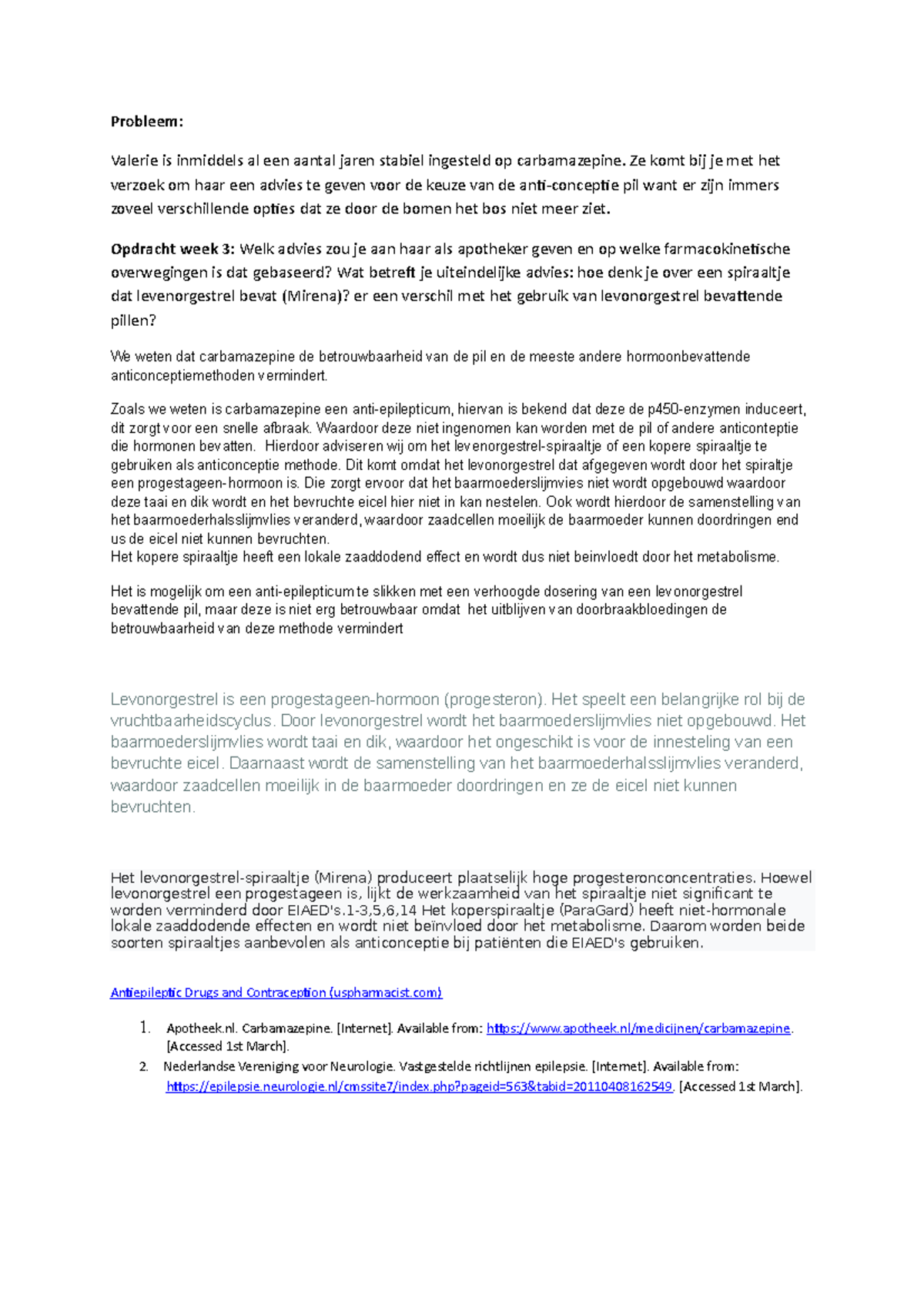 105 Week 3: Advies voor anticonceptie bij carbamazepinegebruik ...