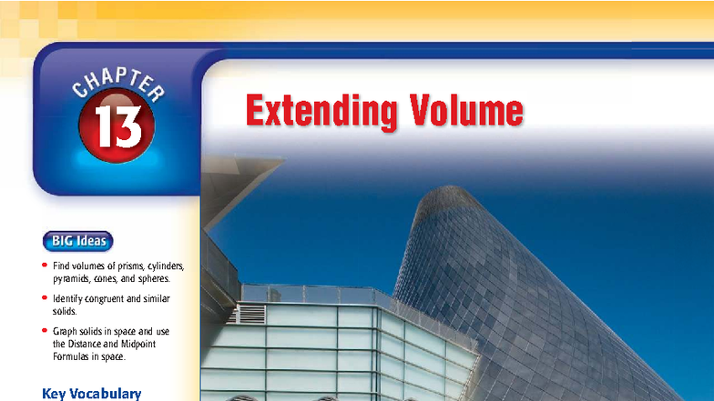Chapter 13: Extending Volume - Prisms, Cylinders, Pyramids, Cones, and ...