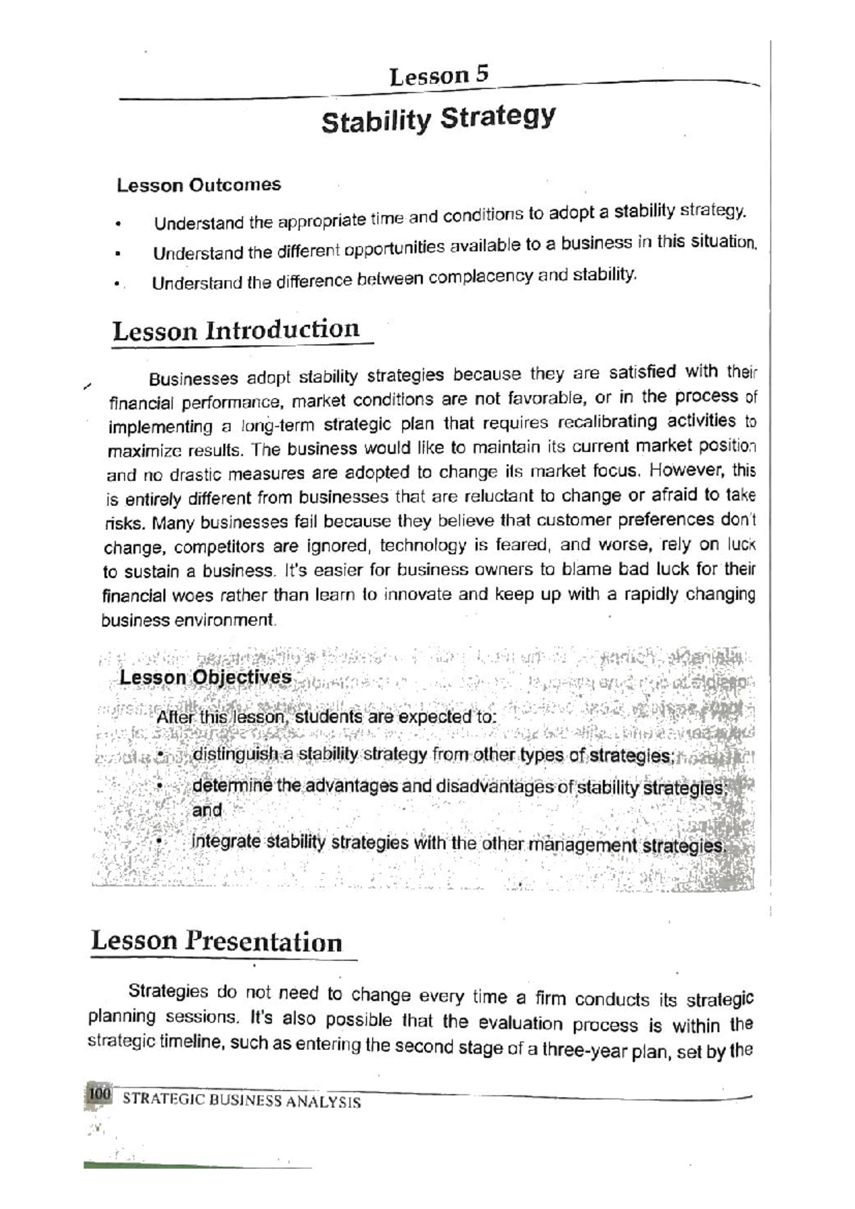 Chapter 3 Lesson 5 - Stability strategy and its implications - Studocu