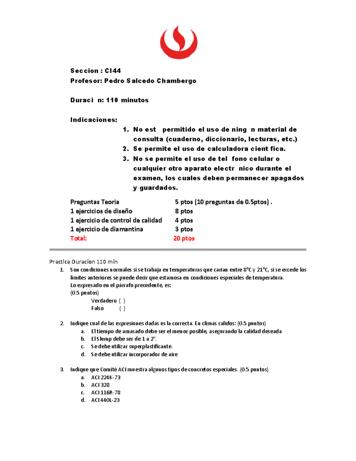 Práctica Calificada 2 - Examen Grupo CI44: Control de Calidad y Diseño ...