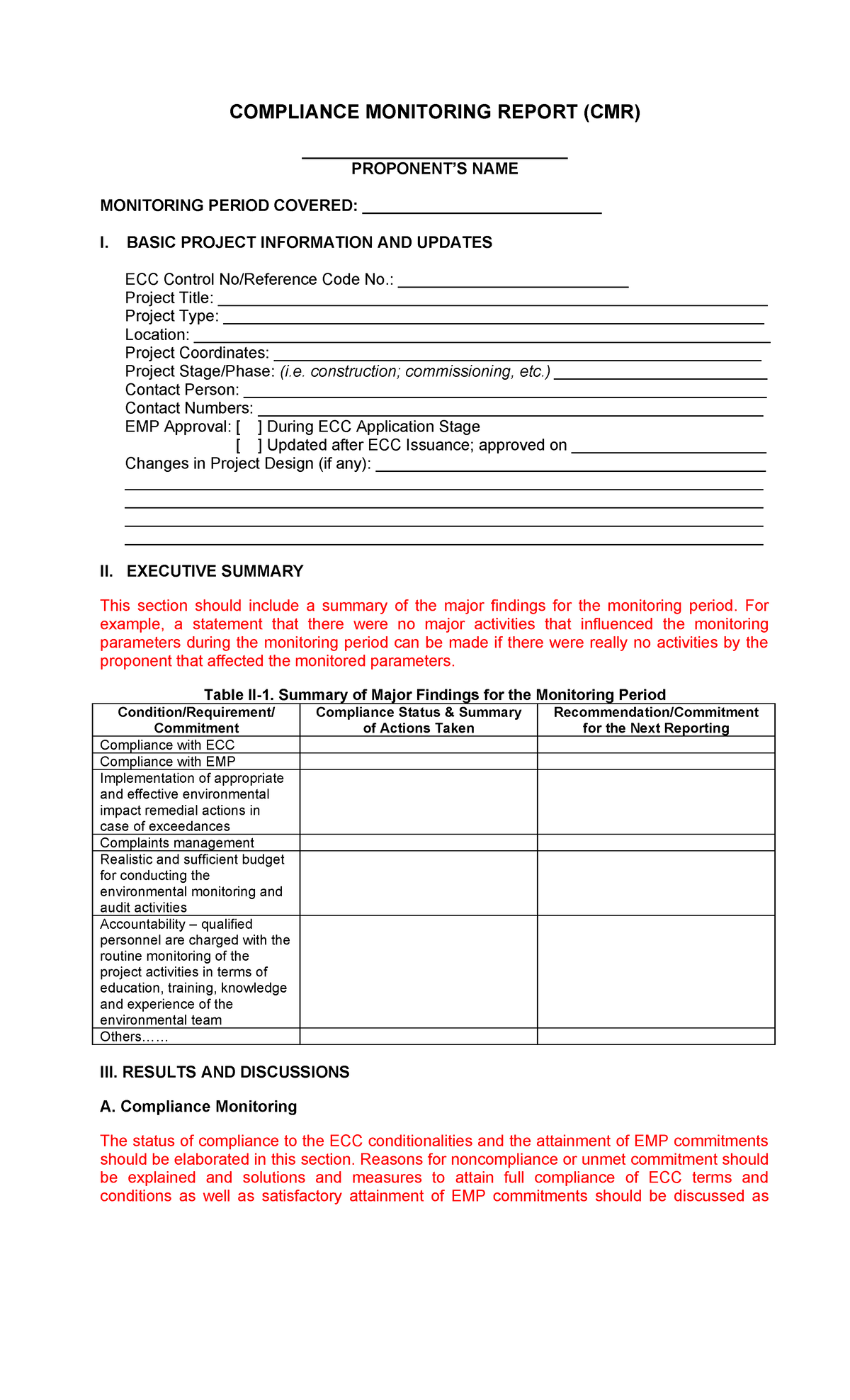 Compliance Monitoring Report (CMR) - New Format Overview - Studocu