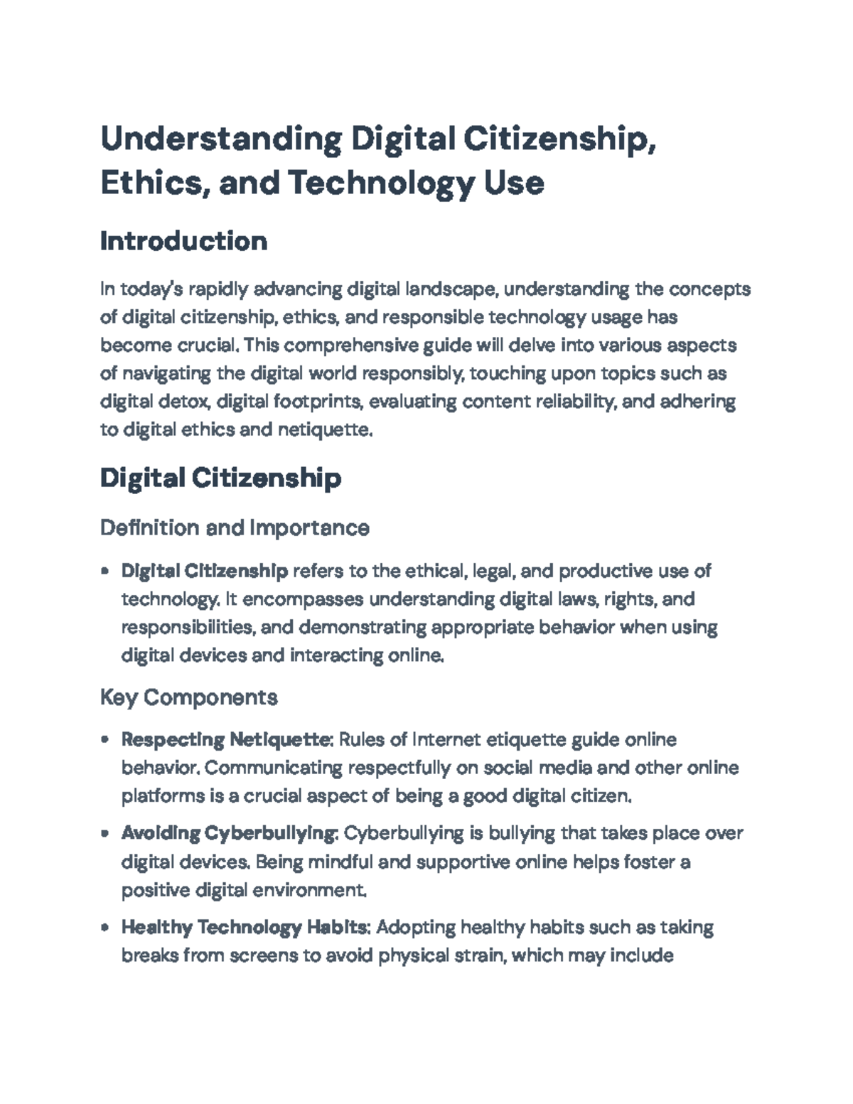 Understanding Digital Citizenship and Ethics in Technology Use ...
