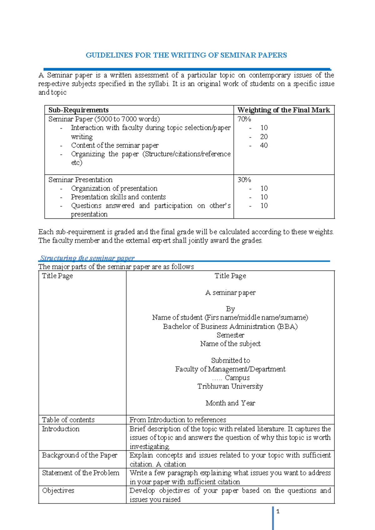 Guidelines for Writing Seminar Paper PC: Essential Requirements and ...