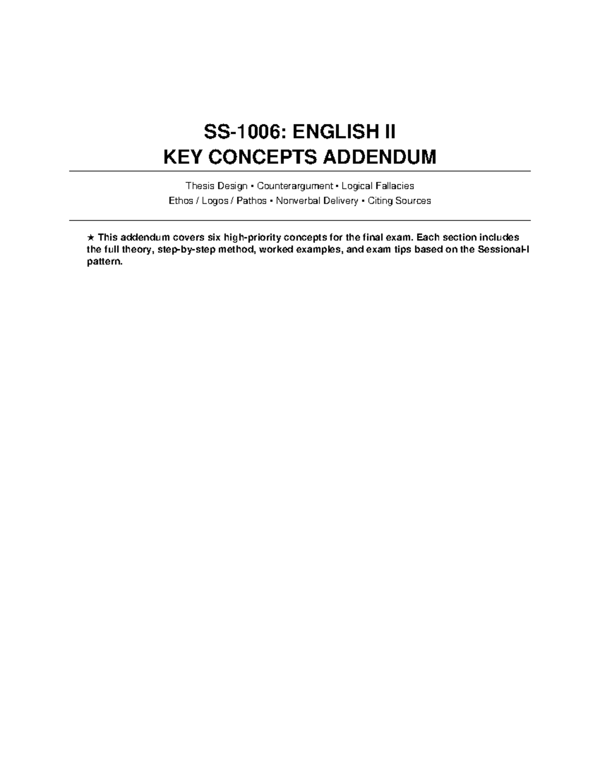 English II Final Exam Key Concepts: Thesis, Counterarguments, and ...