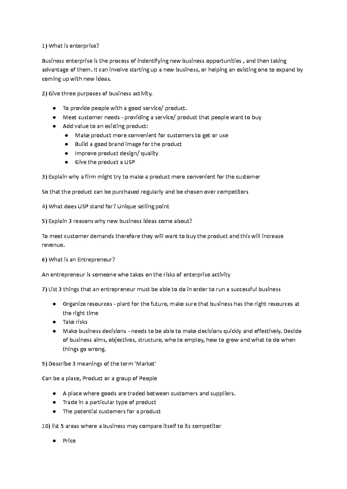 Business Revision 3 - Key Concepts and Definitions - Studocu