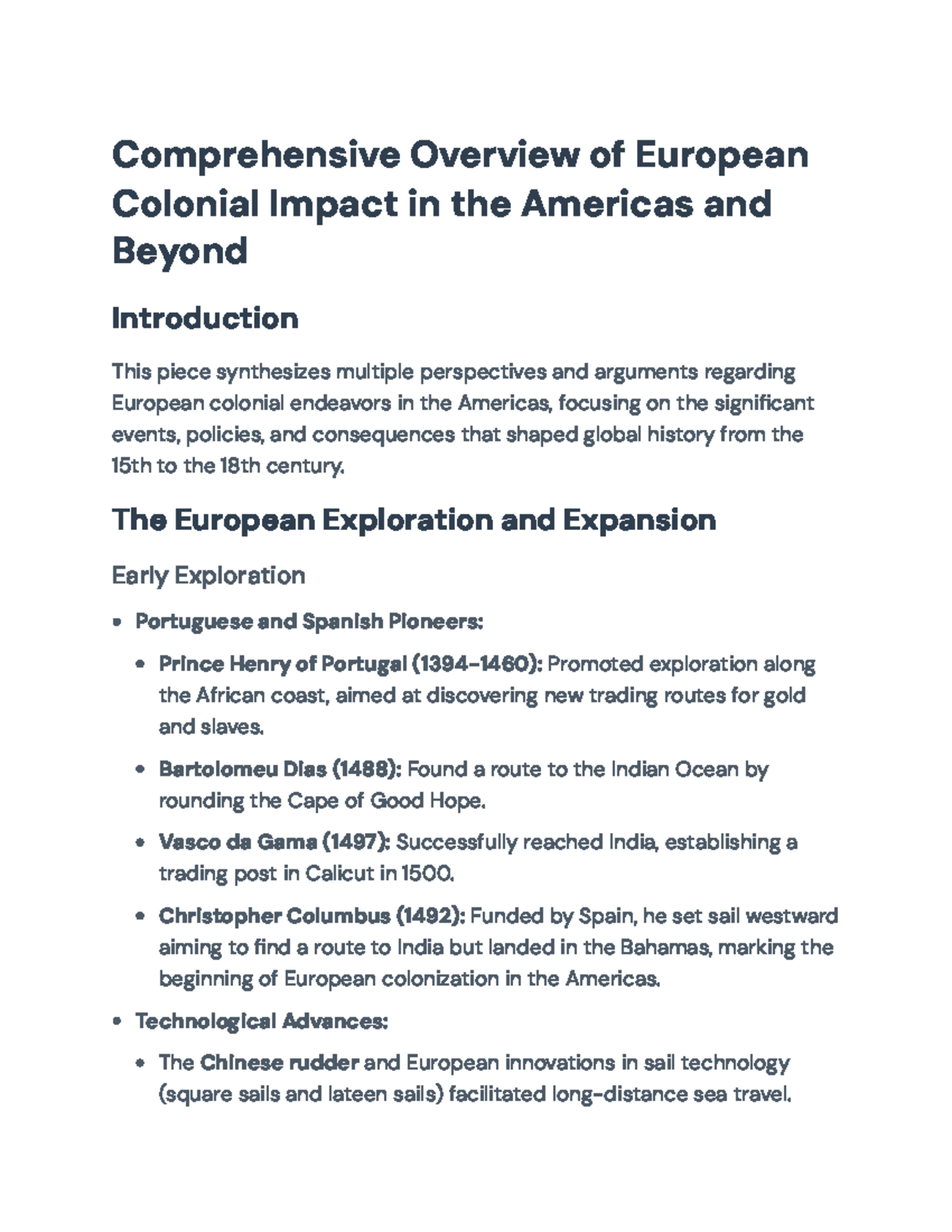 European Colonial Impact in the Americas: A Comprehensive Overview ...