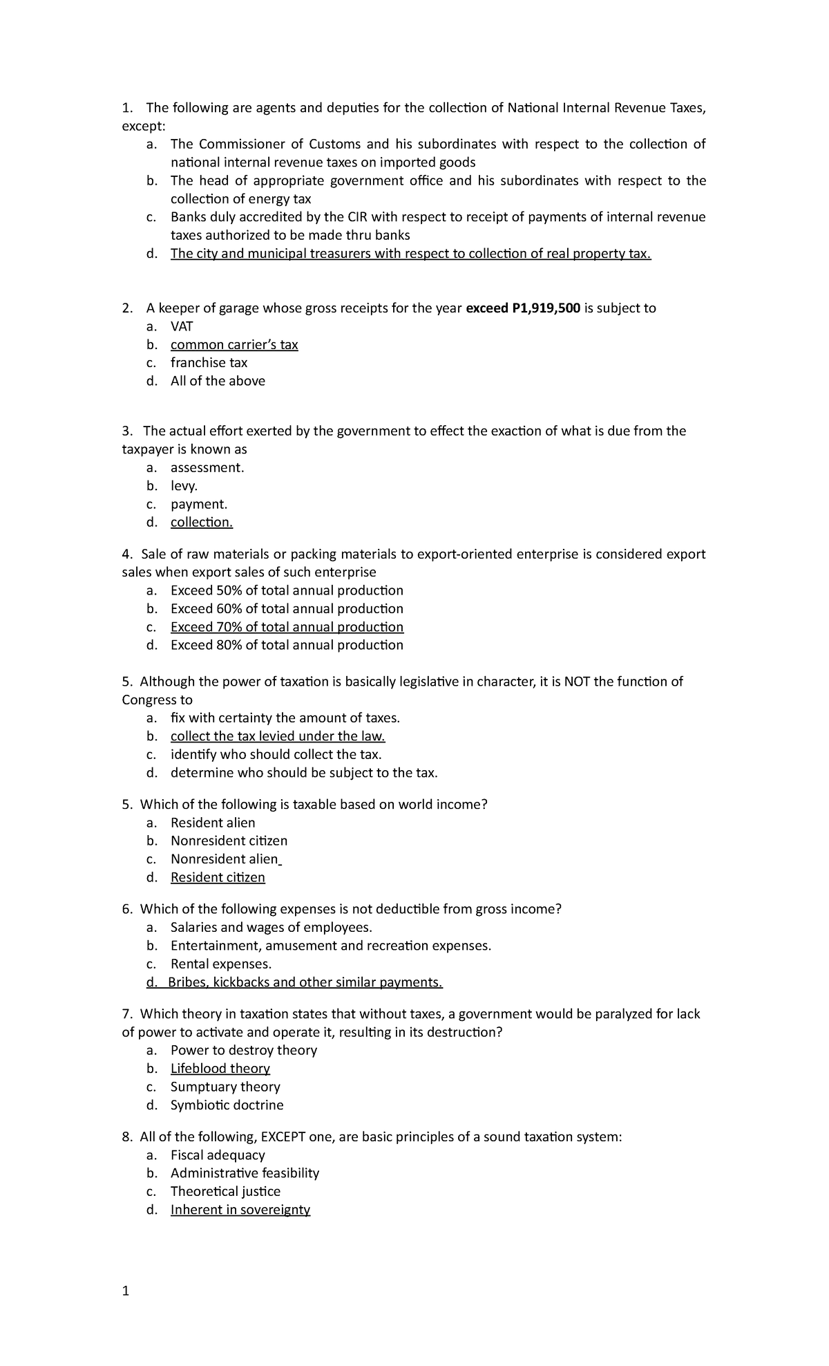 2014 BIR RR9 Tax Quiz Bee Review Notes and Sample Questions - Studocu