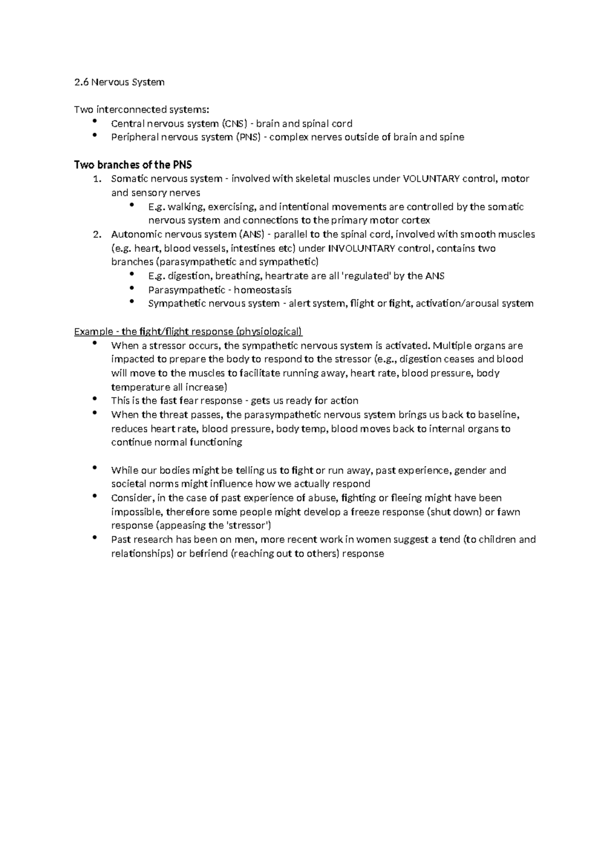 2.6 Nervous System: CNS & PNS Overview and Functions - Studocu