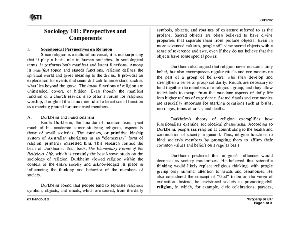 Sociology 101- Perspectives and Components - Sociological Perspectives ...