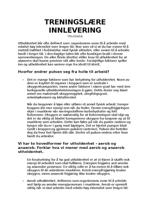 1Treningslære - arbeidskrav og kapasitetsanalyse - Sammendrag ...