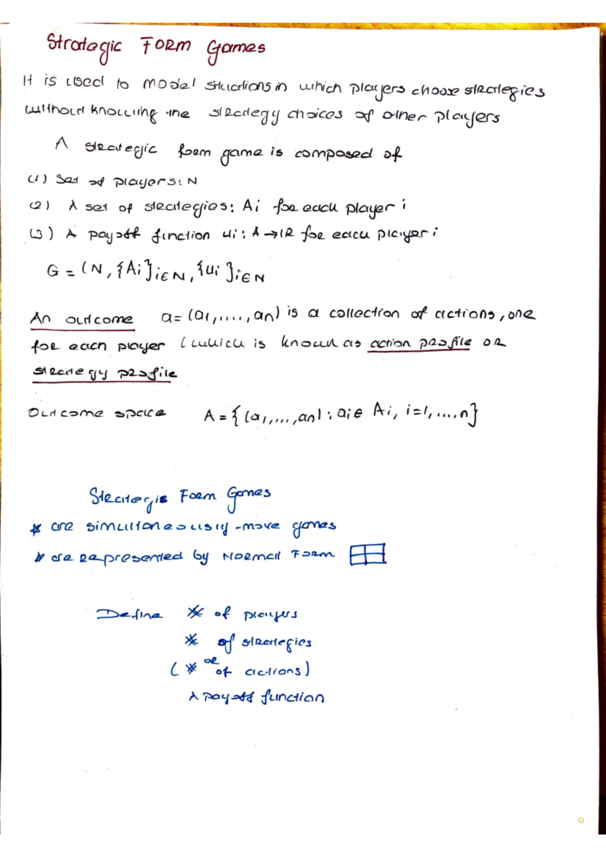 2 GAME Theory Lecture-Normal Form - Strategic FORM Games It is used to ...