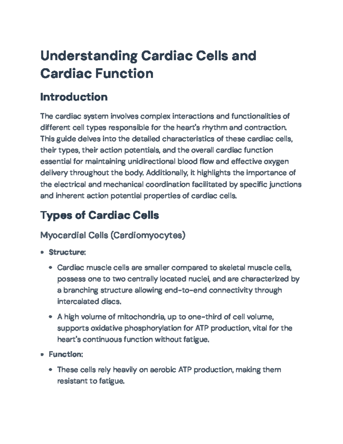 Understanding Cardiac Cells and Functions: Mechanisms of Cardiac Health ...