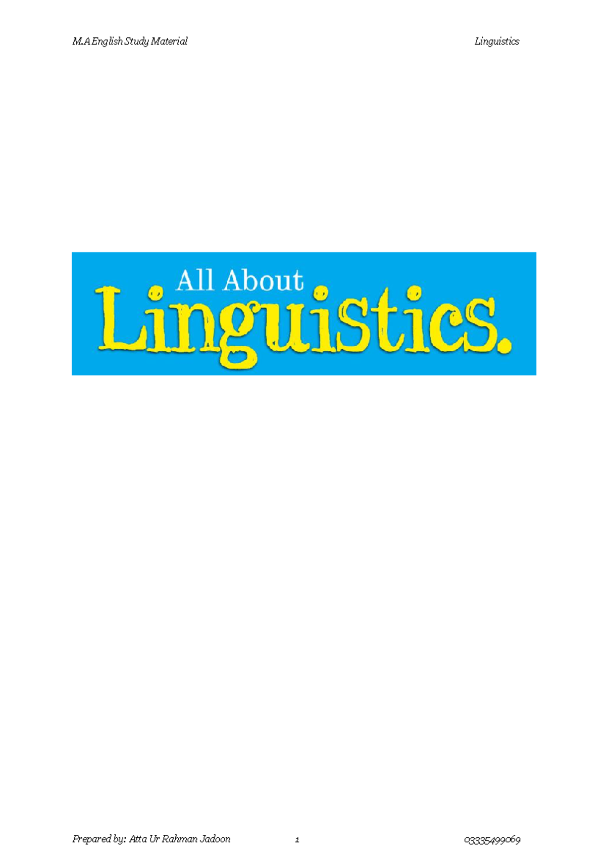 MA English Part Two Optional Paper - Linguistics - Comprehensive Notes ...