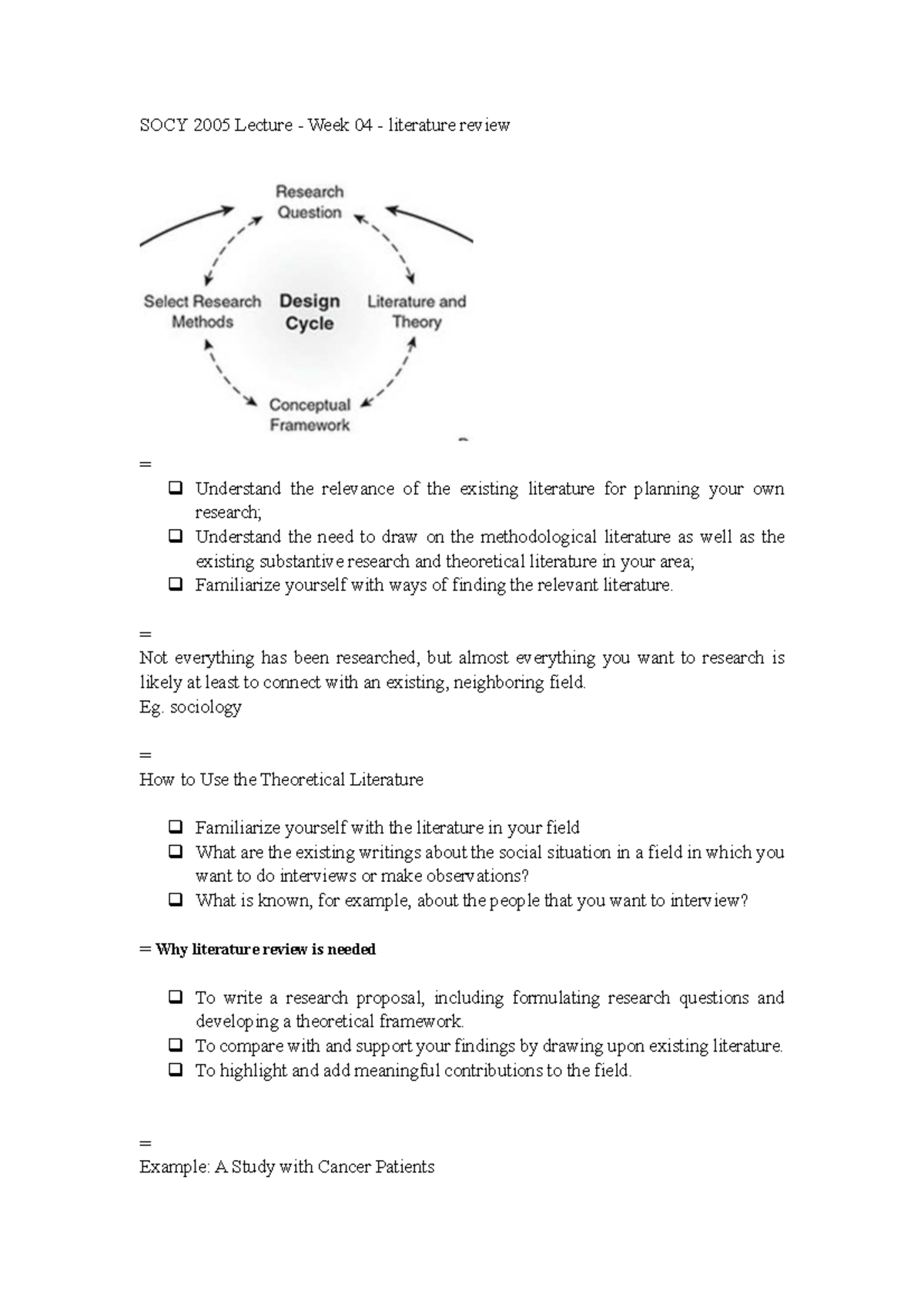 SOCY 2005 Lecture Week 04: Literature Review Insights and Methods - Studocu