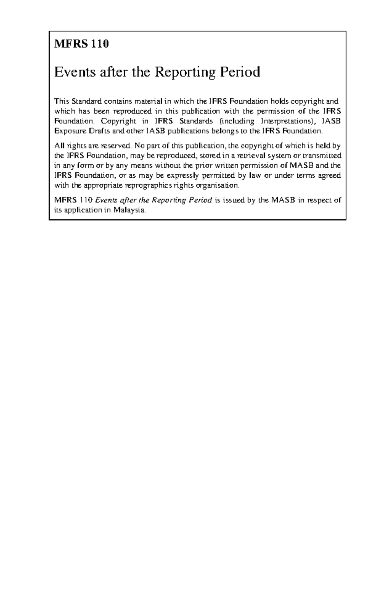 MFRS 110: Events After the Reporting Period - Key Provisions and ...