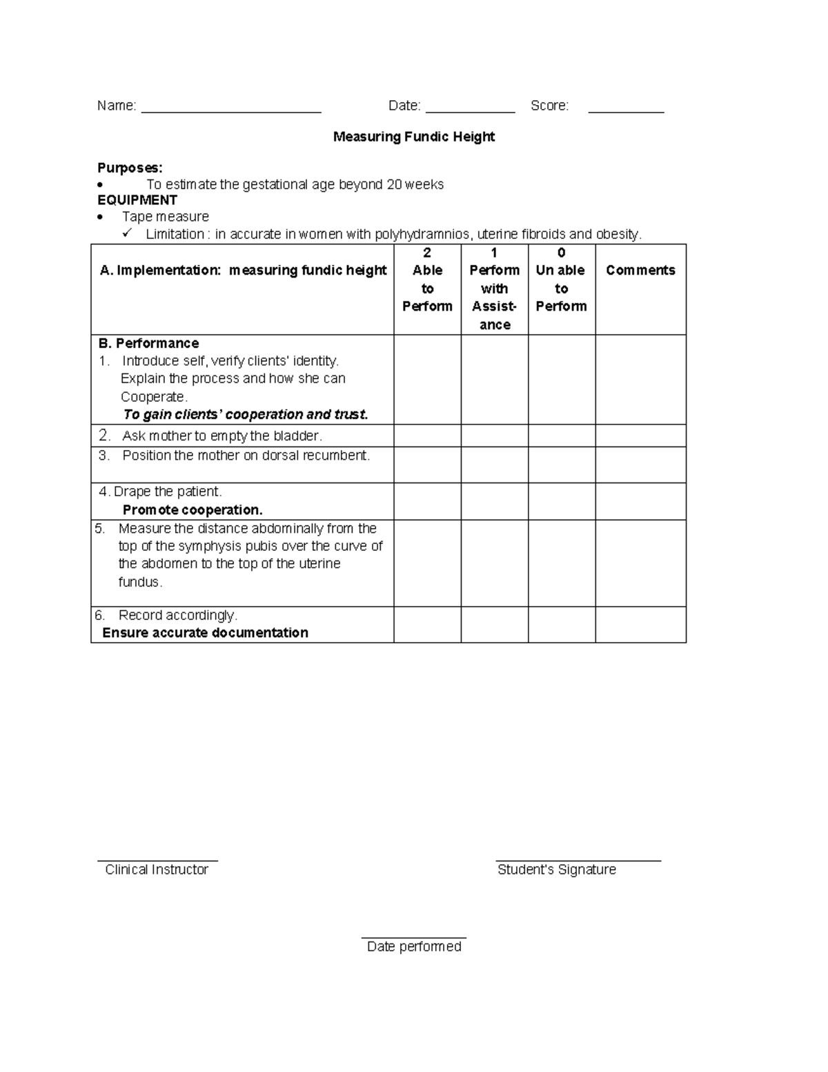 Measuring Fundic Height: Clinical Guidelines and Implementation - Studocu