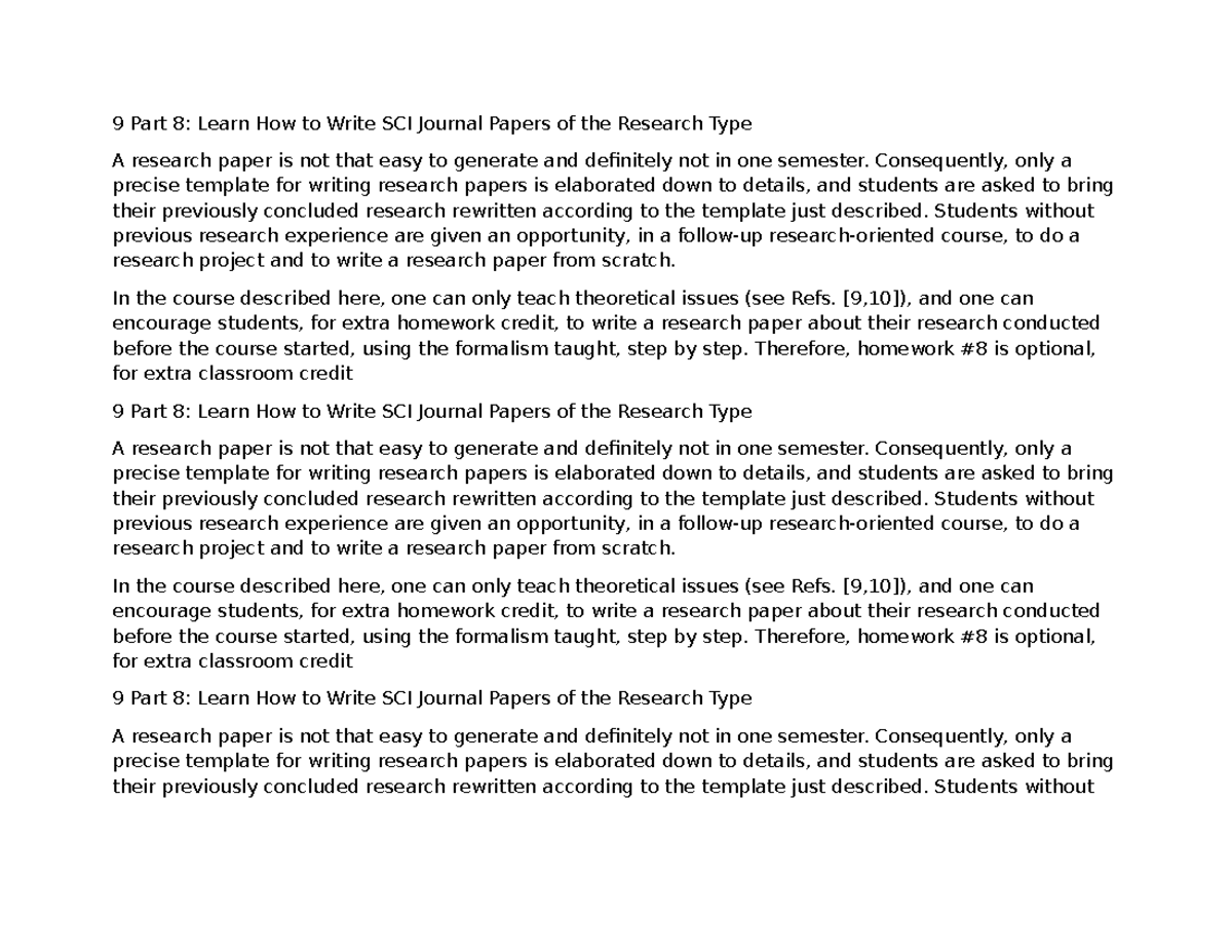 Research Paper Writing Guide: SCI Journal Papers (Part 8) - Studocu