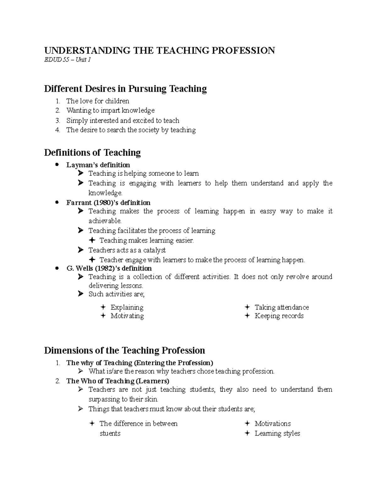 EDUC55 Lesson 1: Understanding the Teaching Profession and Its ...