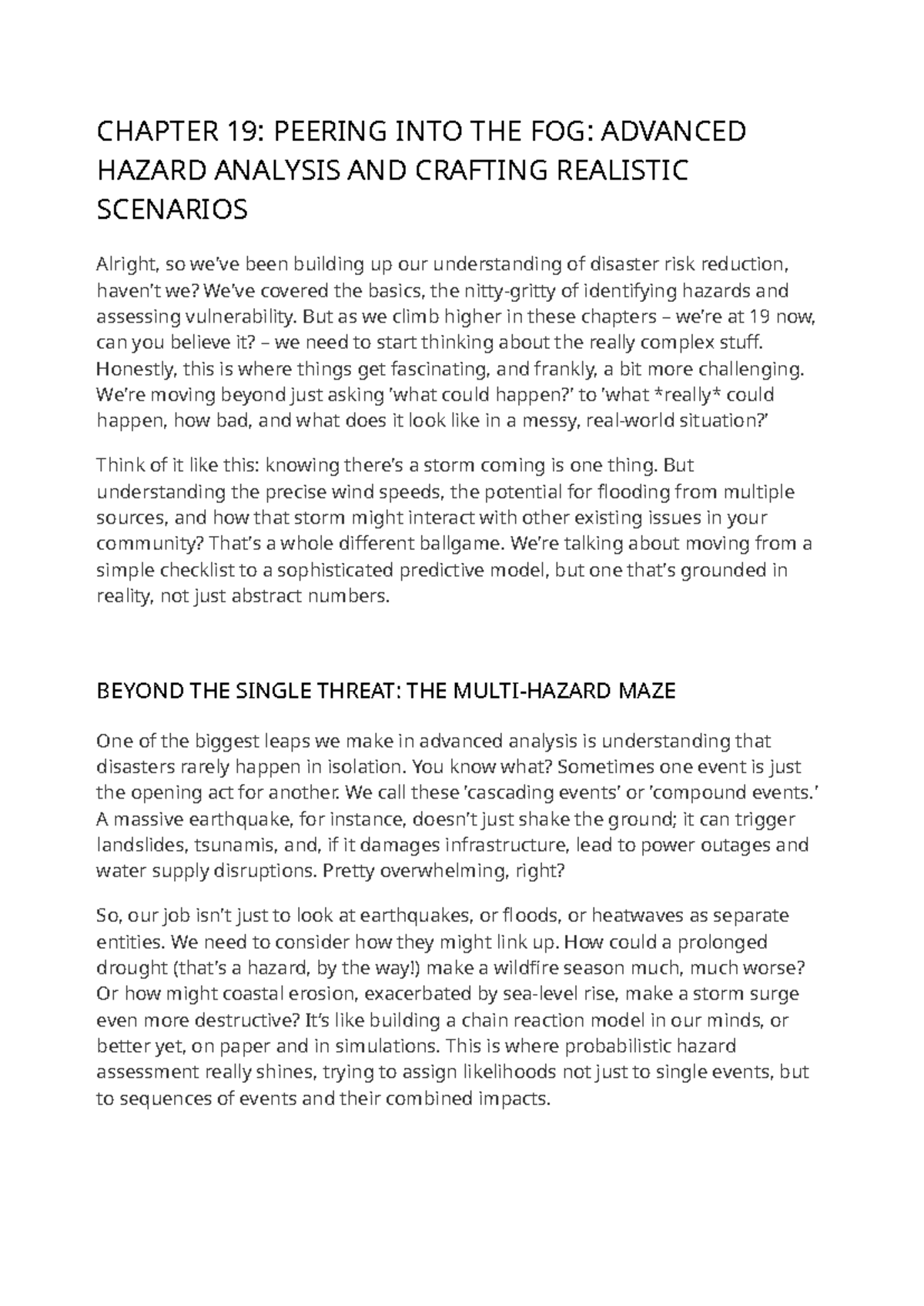 CHAPTER 19: Advanced Hazard Analysis & Scenario Planning in DRRM - Studocu