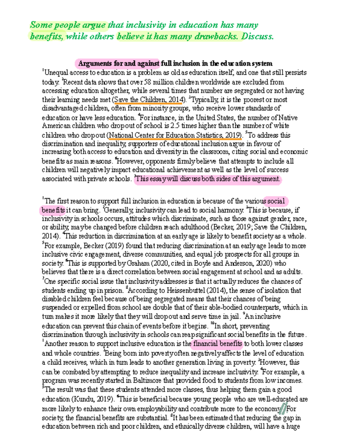 EDU 101: Discursive Essay on the Pros and Cons of Inclusive Education ...