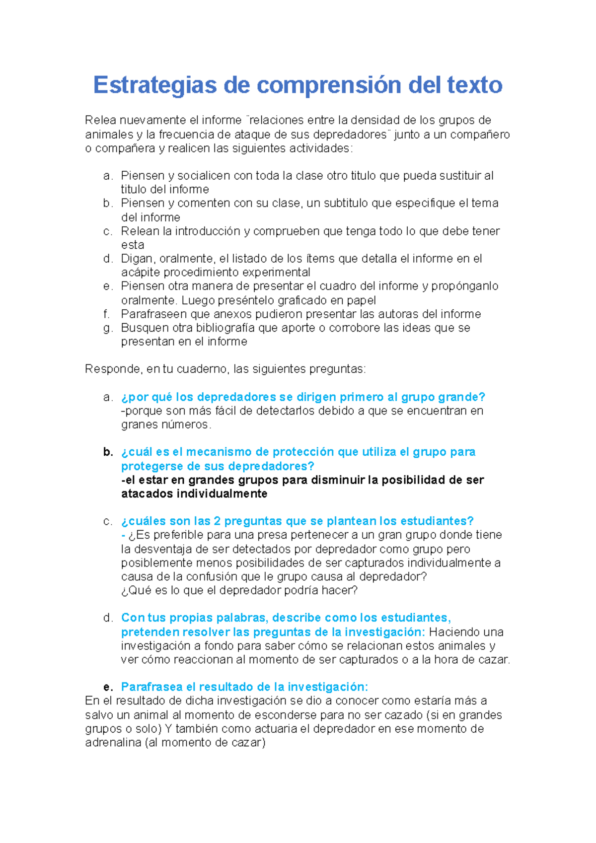 Estrategias de comprensión del texto 2 ( español) - Estrategias de ...