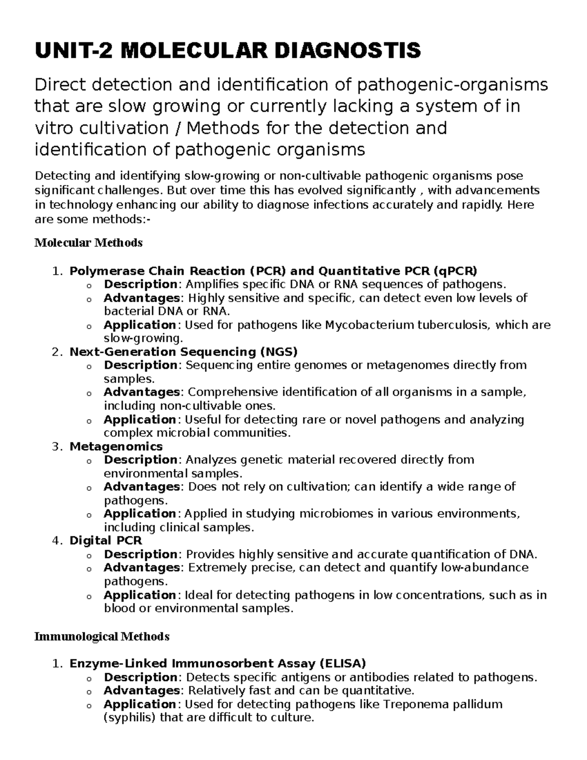 UNIT-2 molecular diagnostics - UNIT-2 MOLECULAR DIAGNOSTIS Direct ...