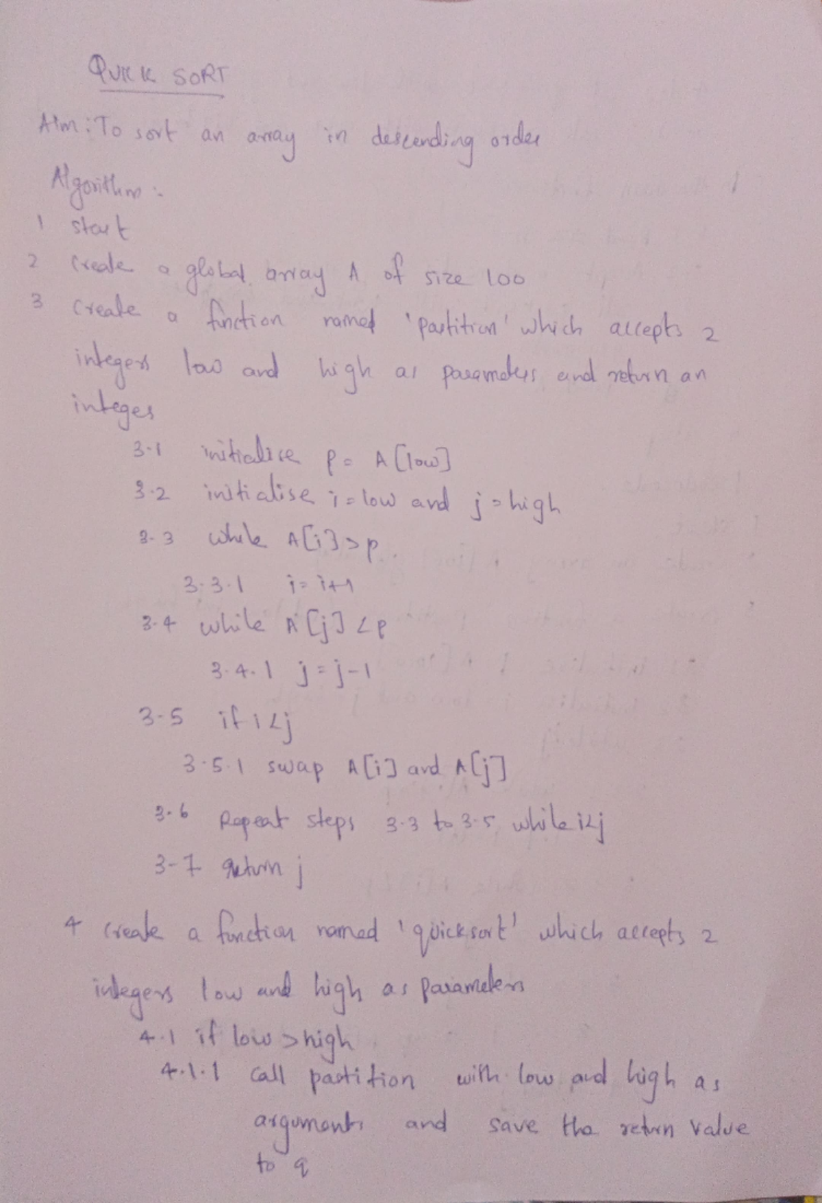 Quick Sort Algorithm Notes - CS101 Final Exam Review - Studocu
