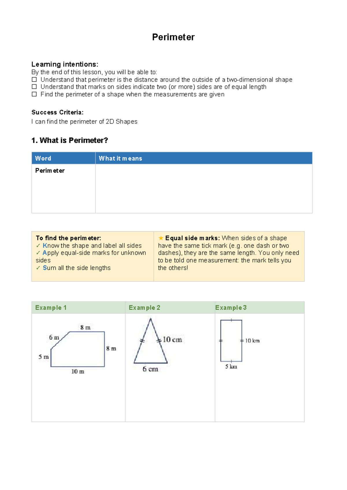 4A Perimeter Lesson: Understanding and Calculating Perimeter - Studocu
